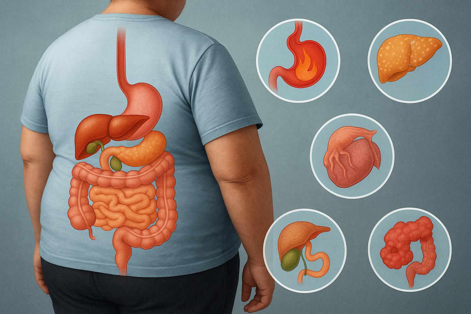 Cinco trastornos digestivos que puede ocasionar la obesidad